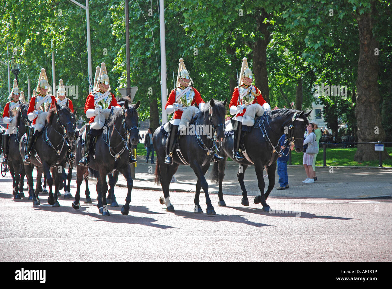 London England mounted life guards entering the Mall en route to ...