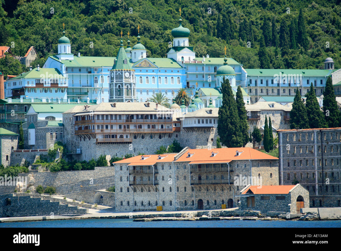 Panteleimonos Monastery on the monks republic Athos on the peninsula of ...