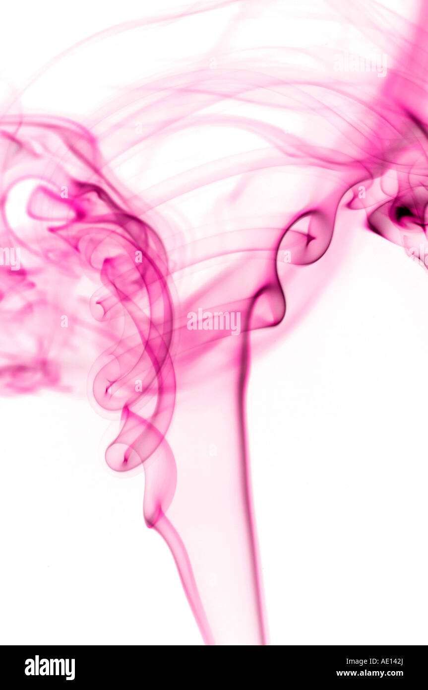 Deep pink plumes of smoke on white background Stock Photo - Alamy