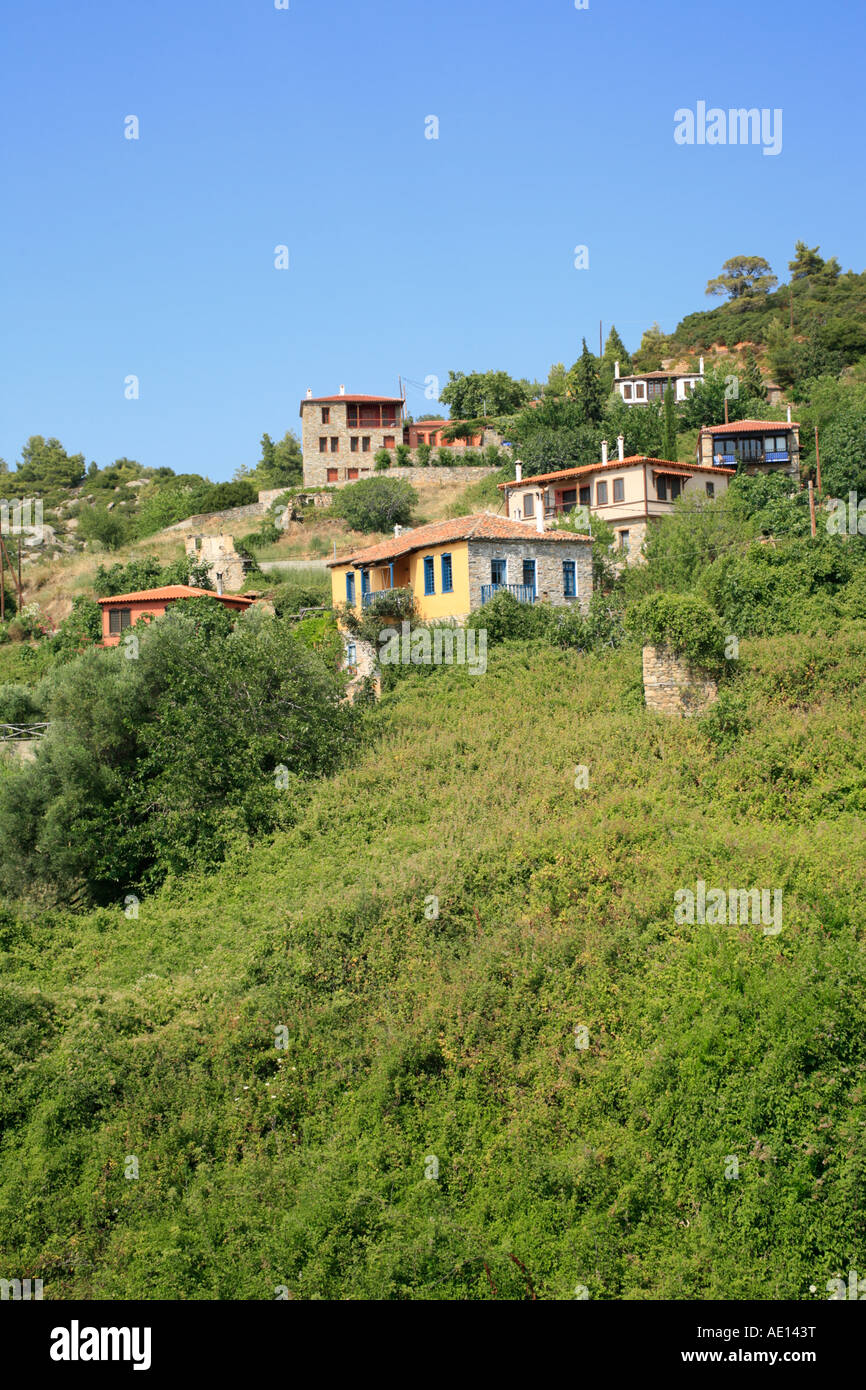 mountain village Parthenonas on Sithonia Peninsula on the peninsula of ...
