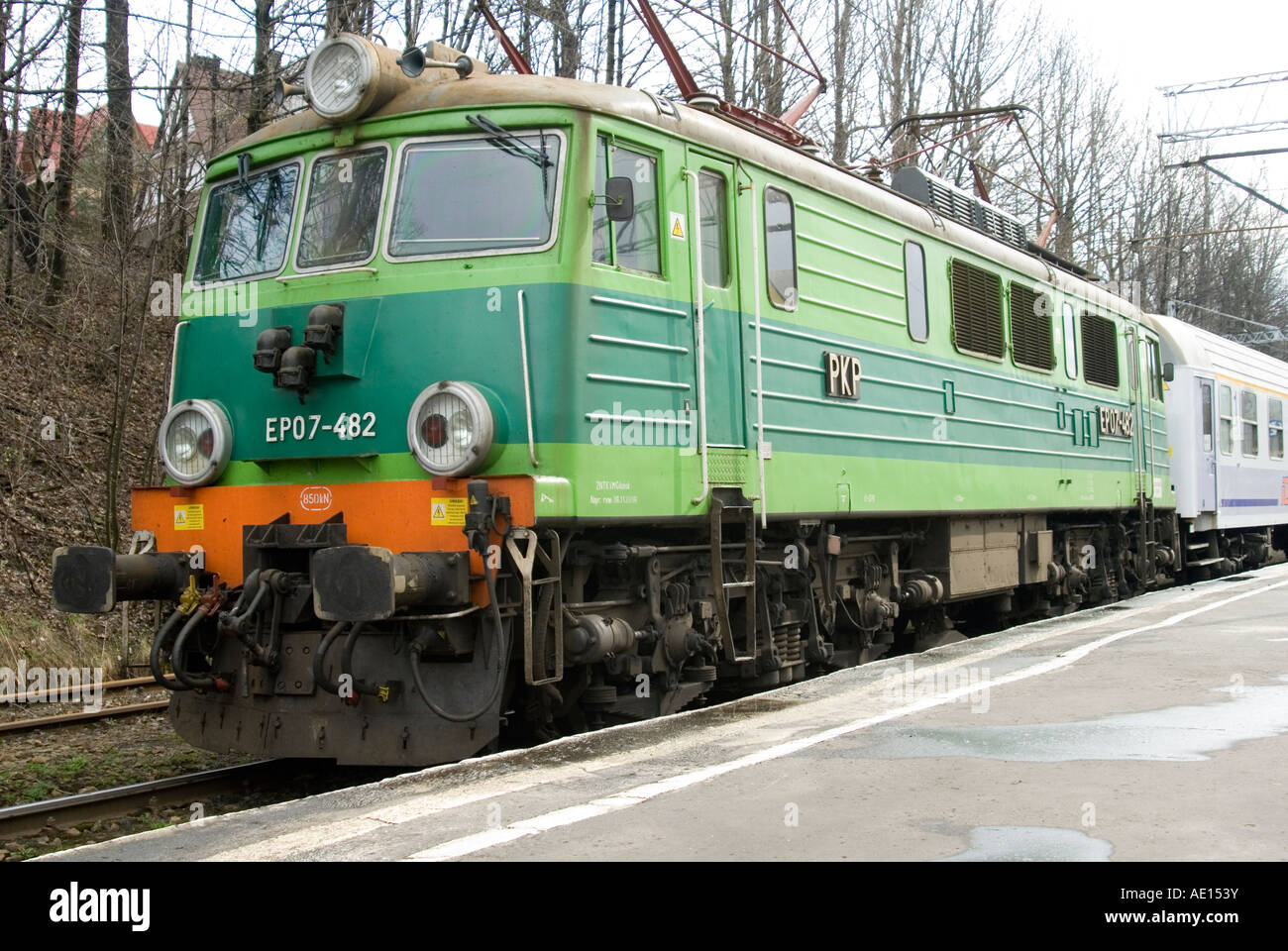Train in the railway station at Zakopane Poland Stock Photo - Alamy