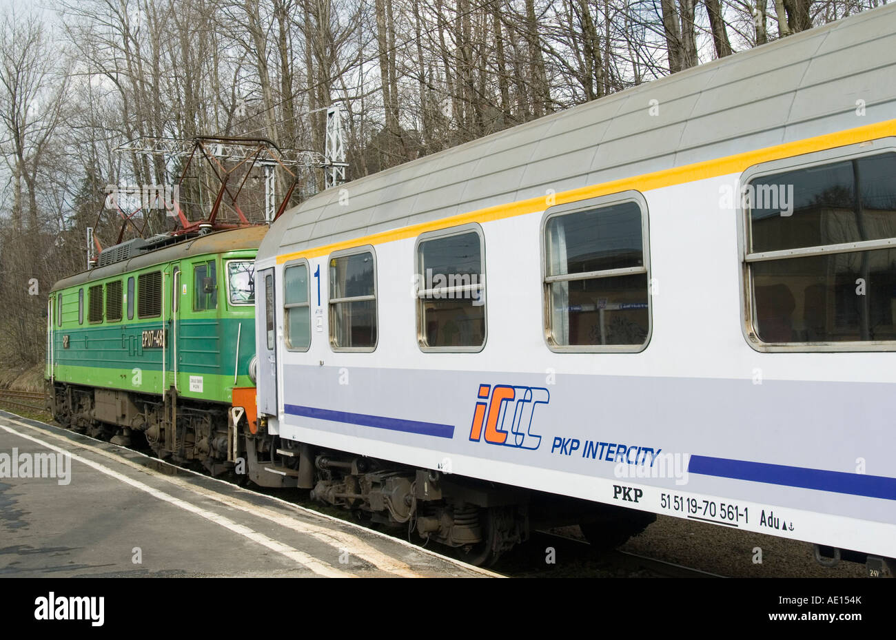 Intercity sleeper train in the railway station at Zakopane Poland Stock Photo - Alamy