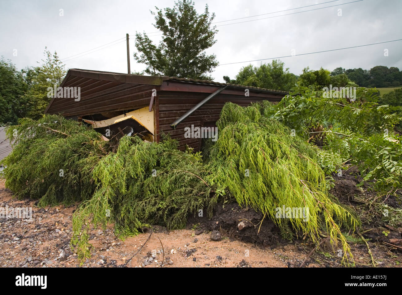 Landslip under railway bridge at Highley on the Severn Valley Railway ...