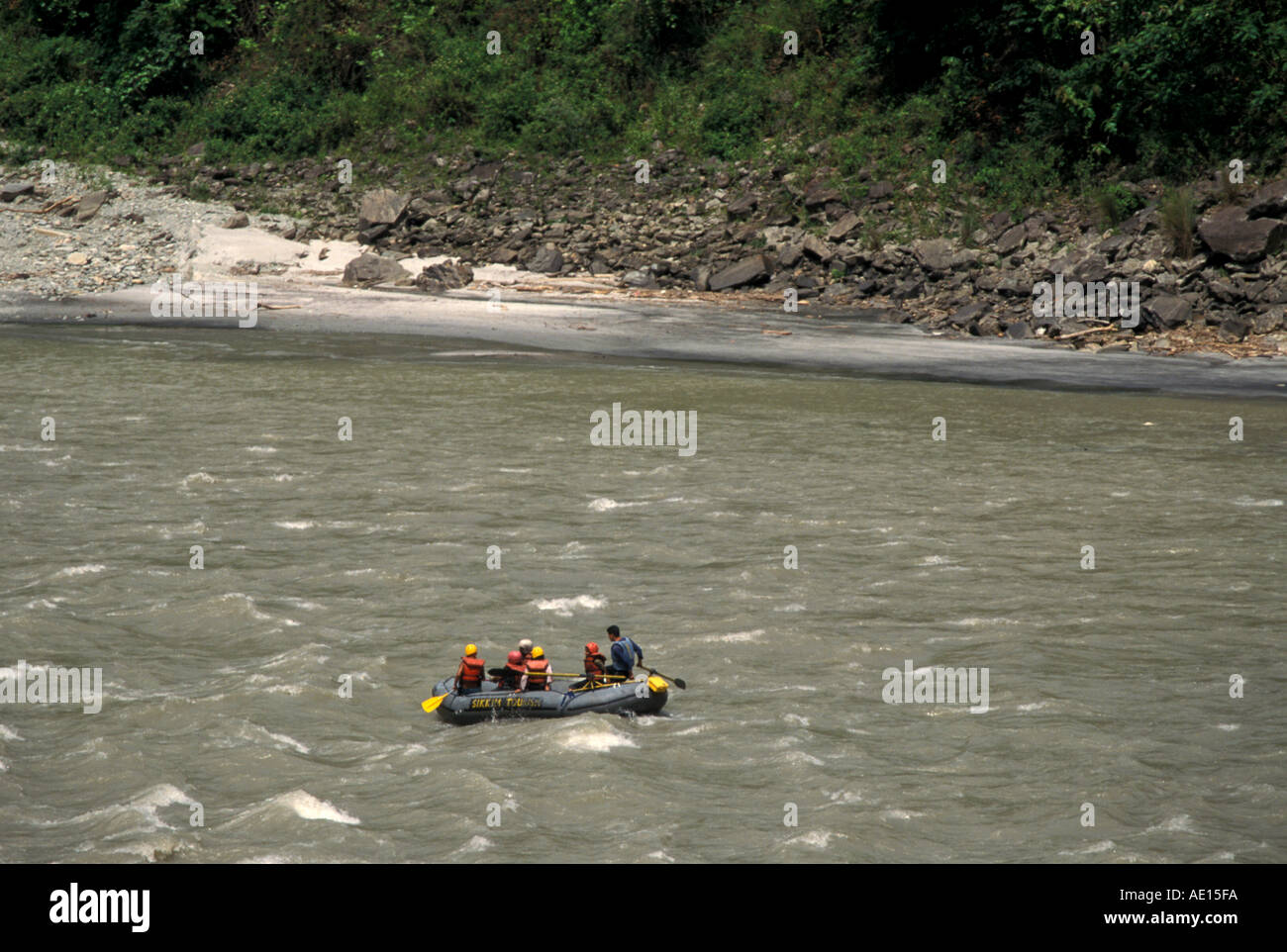 River rafting Indus River Ladakh Jammu and Kashmir India Stock Photo ...