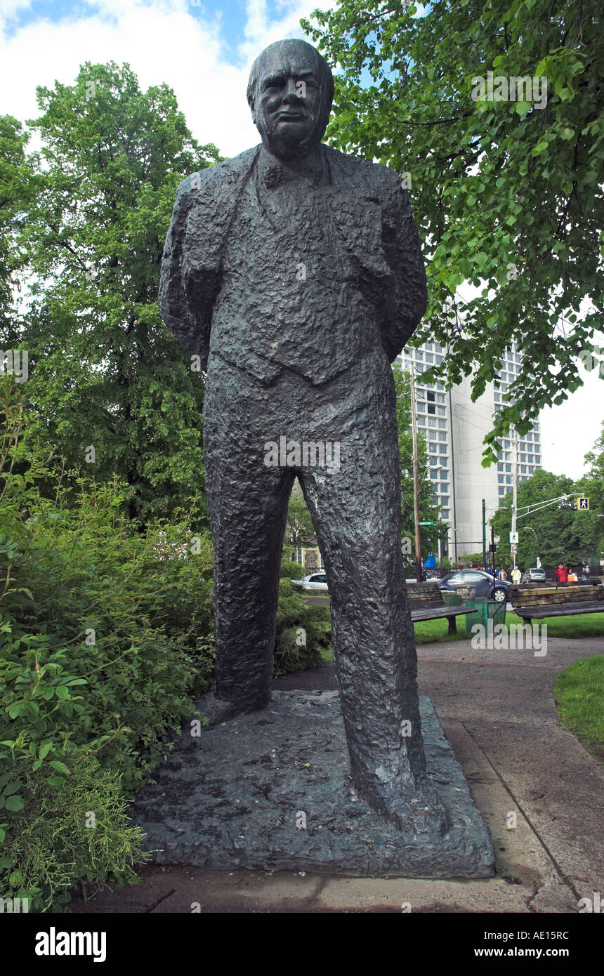A statue of Sir Winston Churchill in Halifax Nova Scotia Stock Photo ...