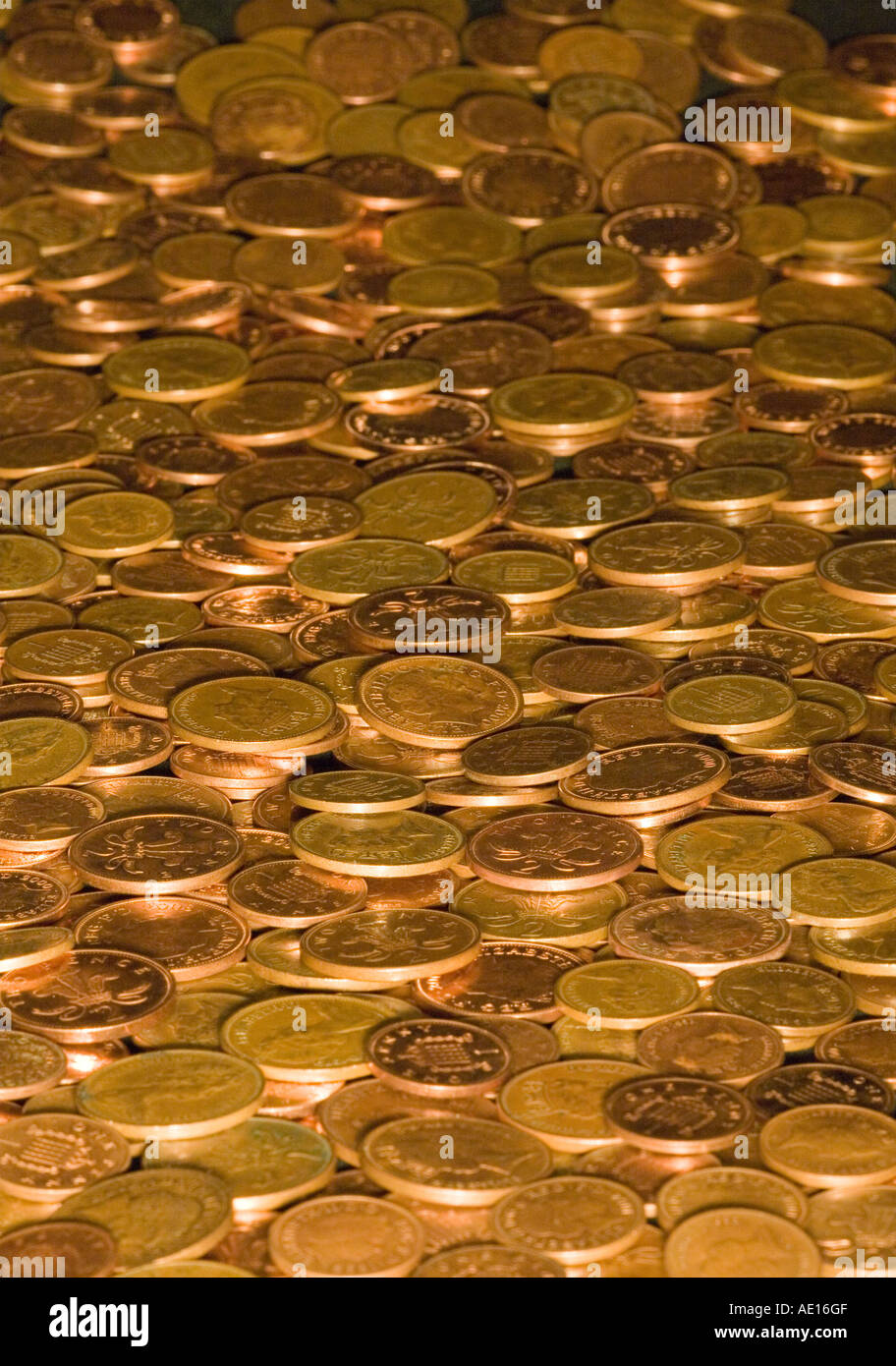 A sea of 1p 2p penny coins English British UK Stock Photo - Alamy