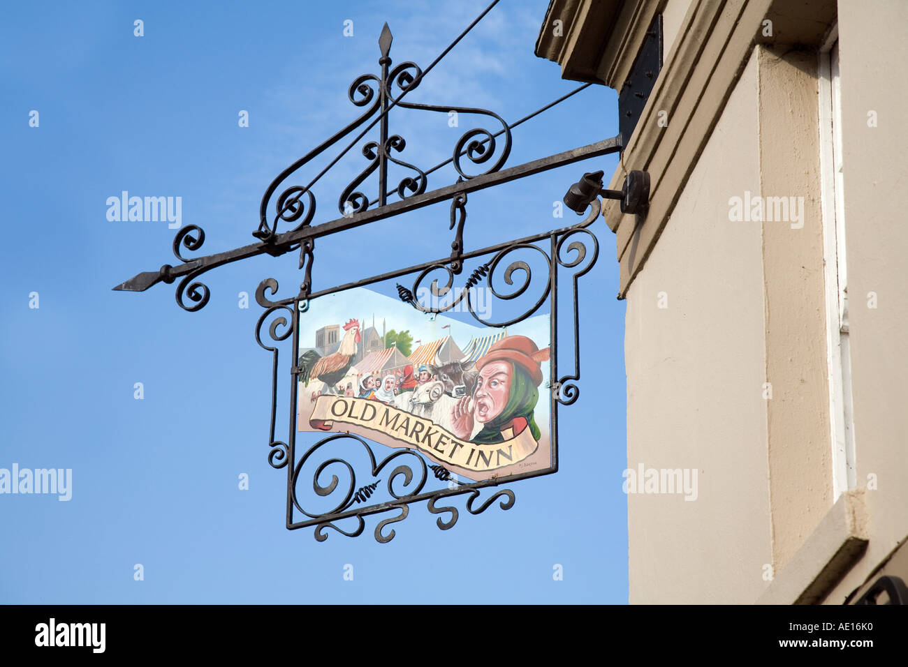 Winchester Old Market Inn pub sign against blue sky Stock Photo - Alamy