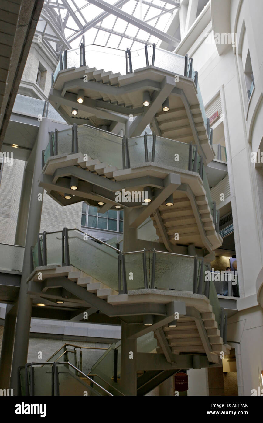 Triple Landing Staircase Stock Photo - Alamy