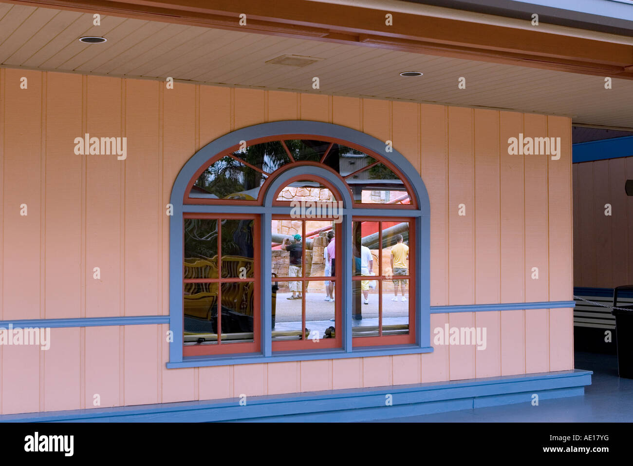 Arched Window inside a Pink Wall at a Theme Park in Tampa Florida USA ...
