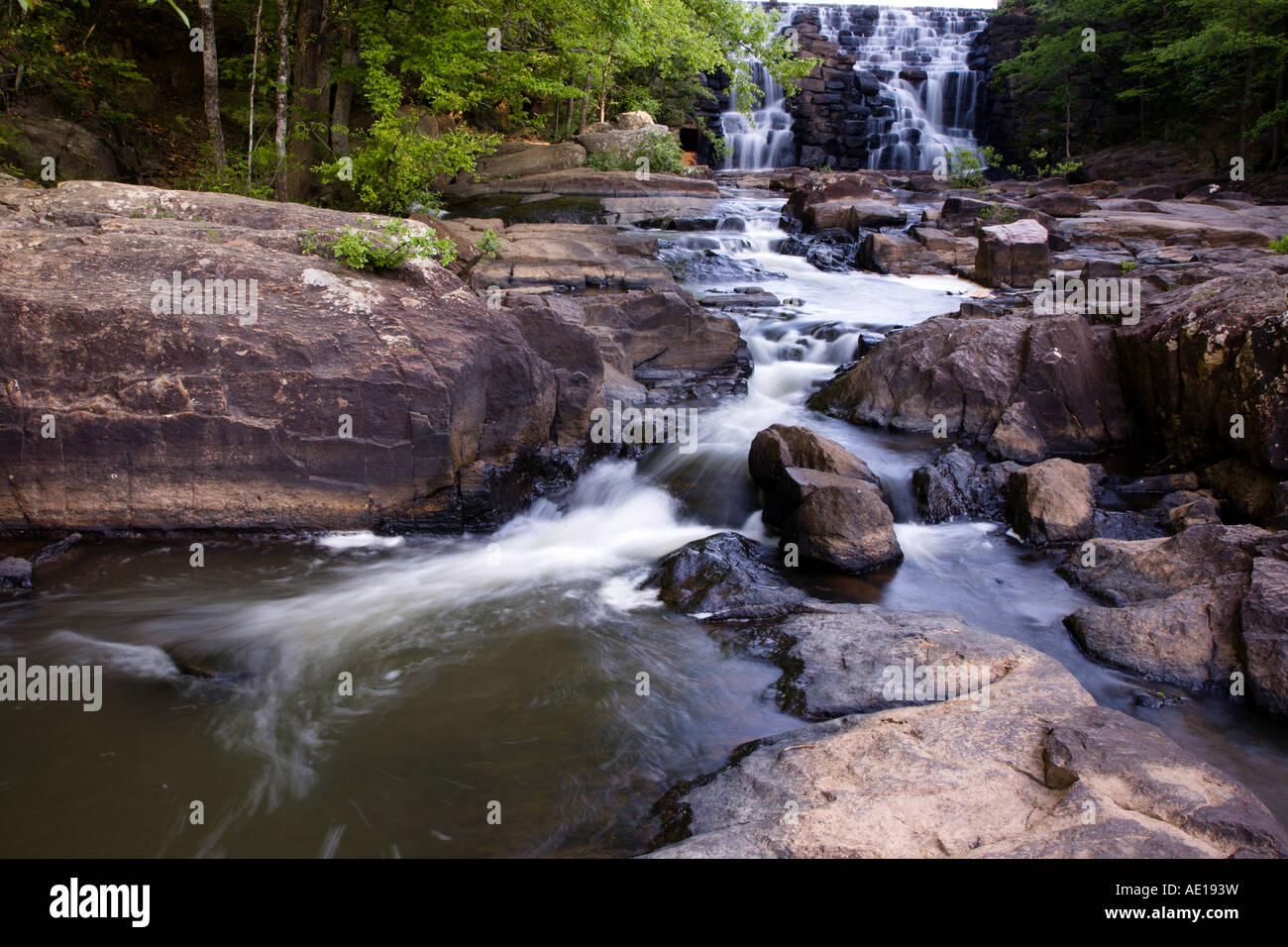 Chewacla Falls waterfall over dam at Chewacla State Park in Alabama USA ...