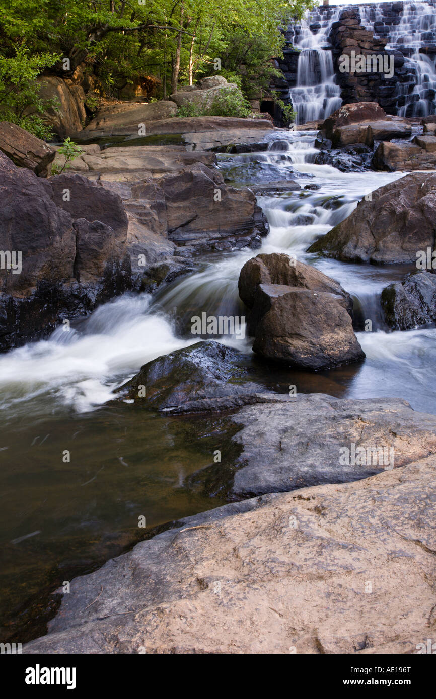 Chewacla Falls waterfall over dam at Chewacla State Park in Alabama USA ...
