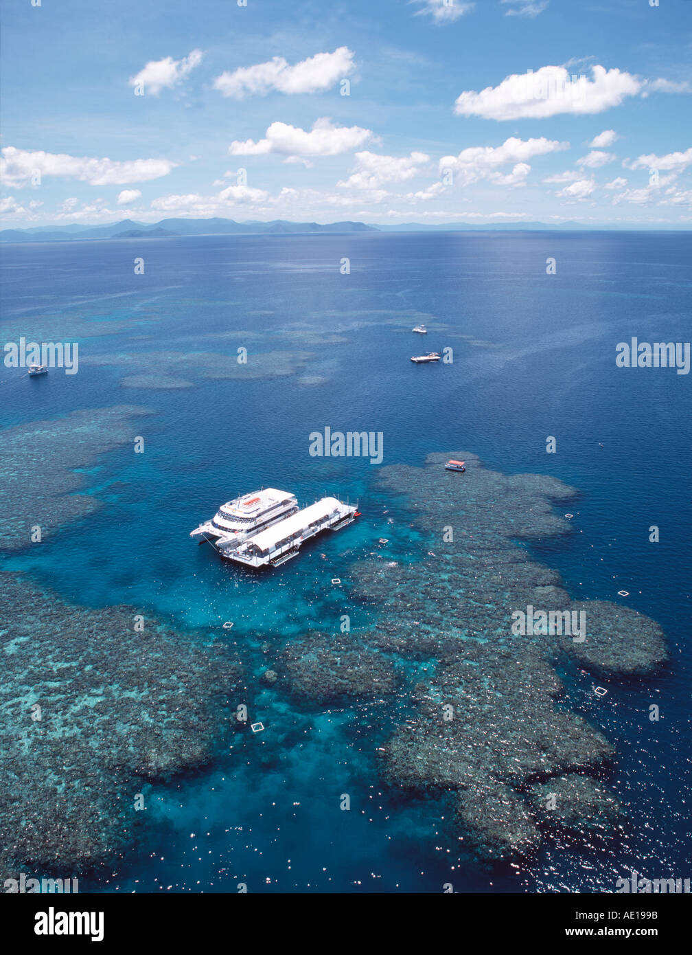 Aerial of Moore Reef on the Great Barrier Reef Queensland Australia ...