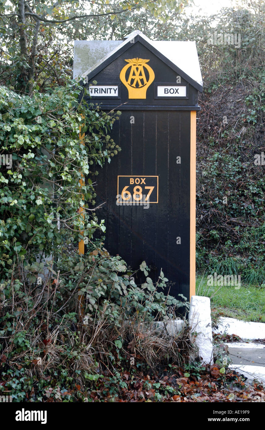Old style AA breakdown box in Jersey UK Stock Photo - Alamy