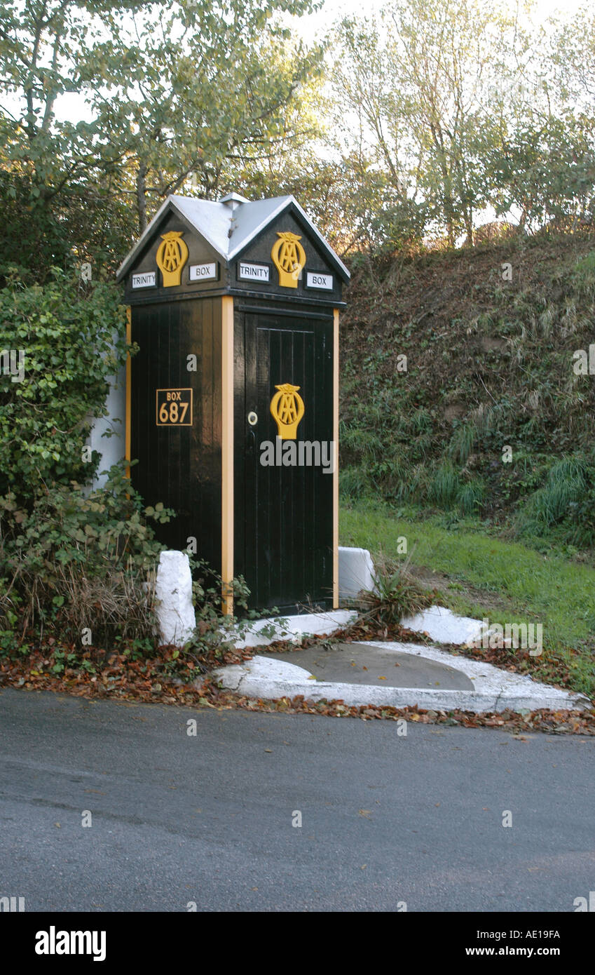 Old style AA breakdown box in Jersey UK Stock Photo - Alamy