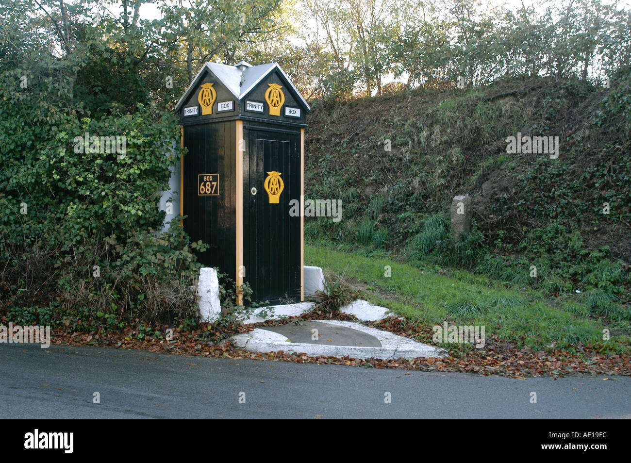 Old style AA breakdown box in Jersey UK Stock Photo - Alamy