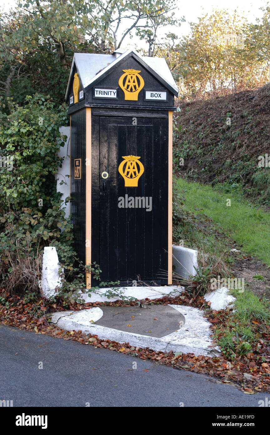 Old style AA breakdown box in Jersey UK Stock Photo - Alamy