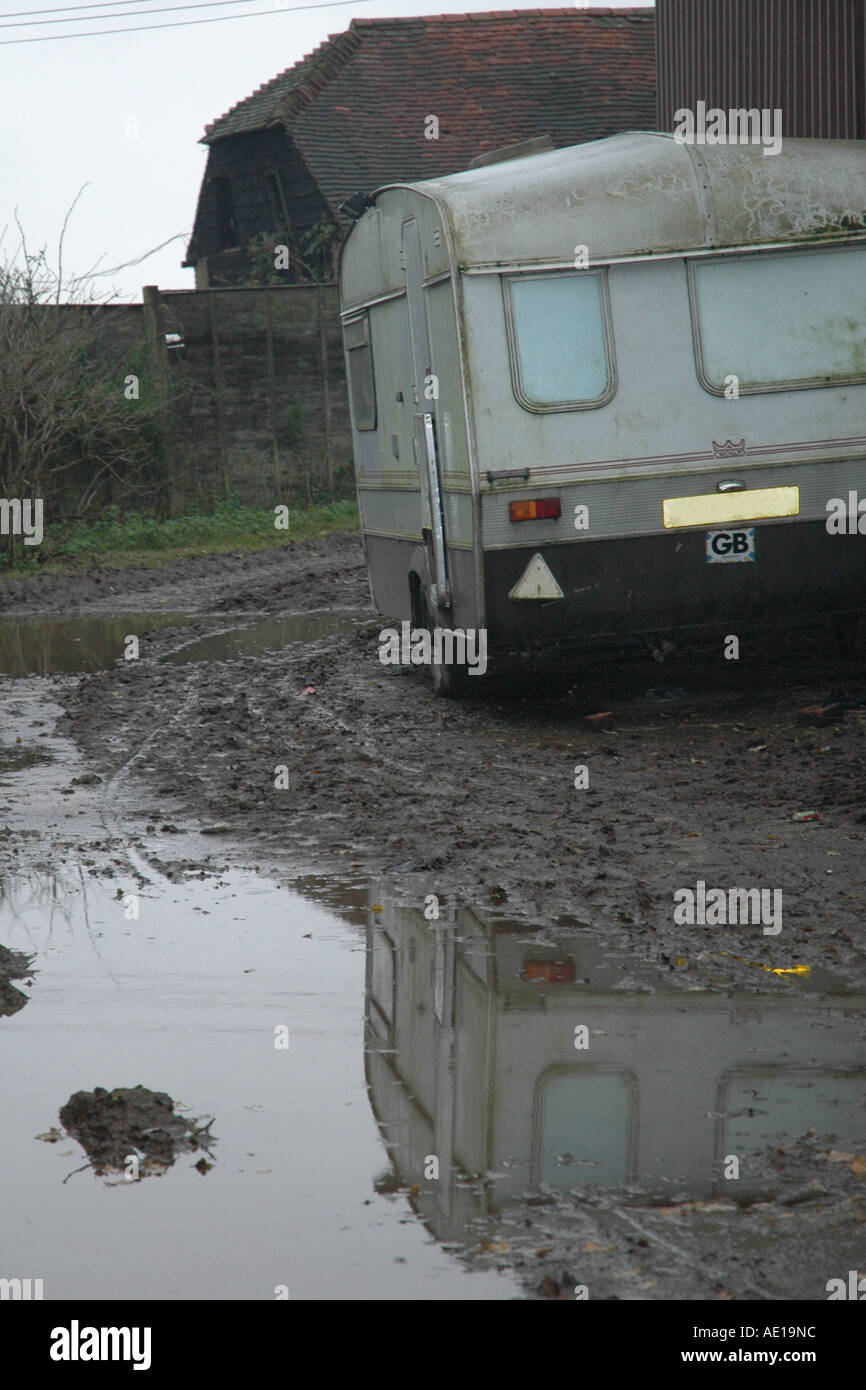Caravan in mud Stock Photo - Alamy