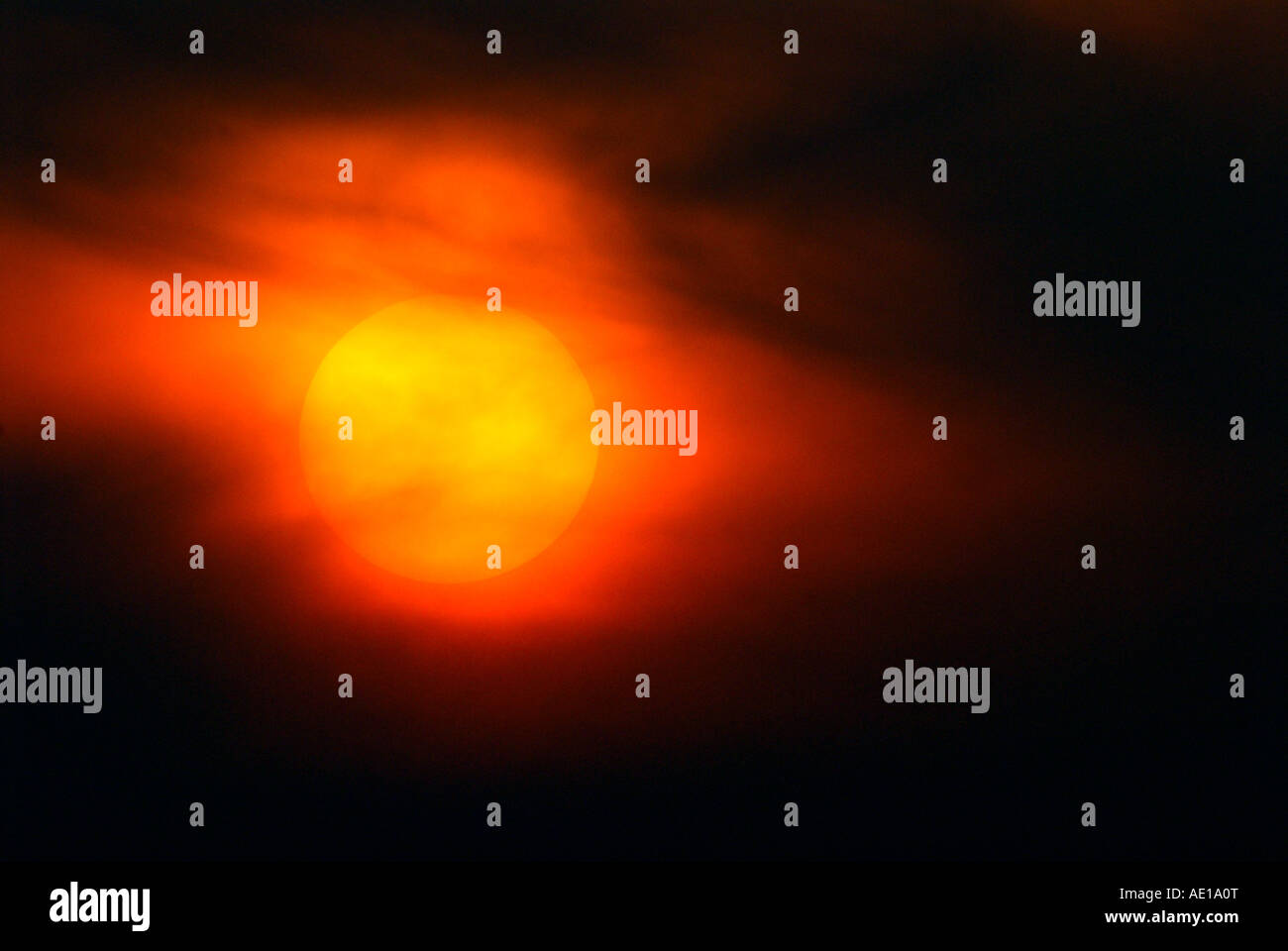 The Sun looking threatening photographed through a sand storm Stock ...