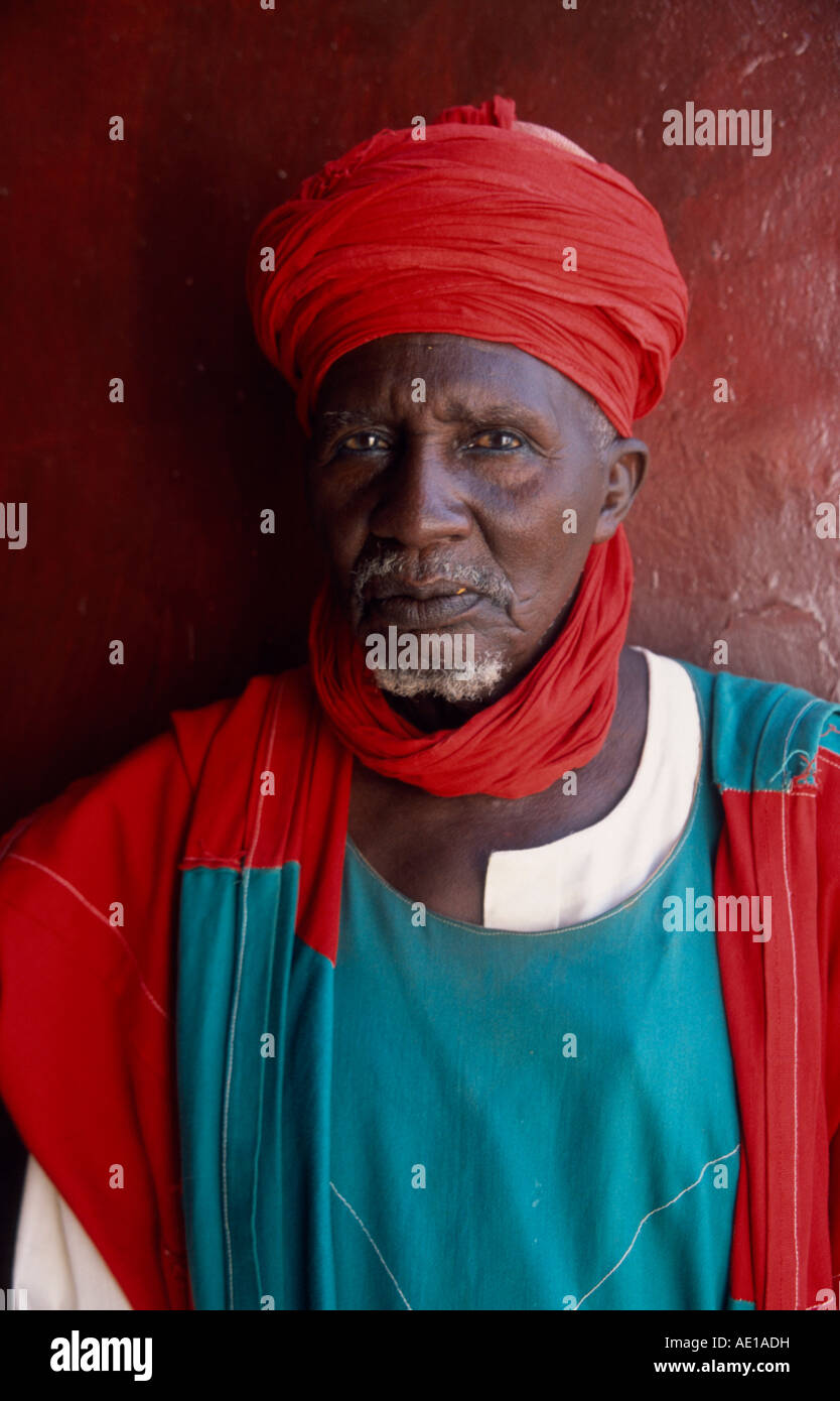 NIGERIA West Africa Kano Emirs palace guard Head and shoulders portrait ...