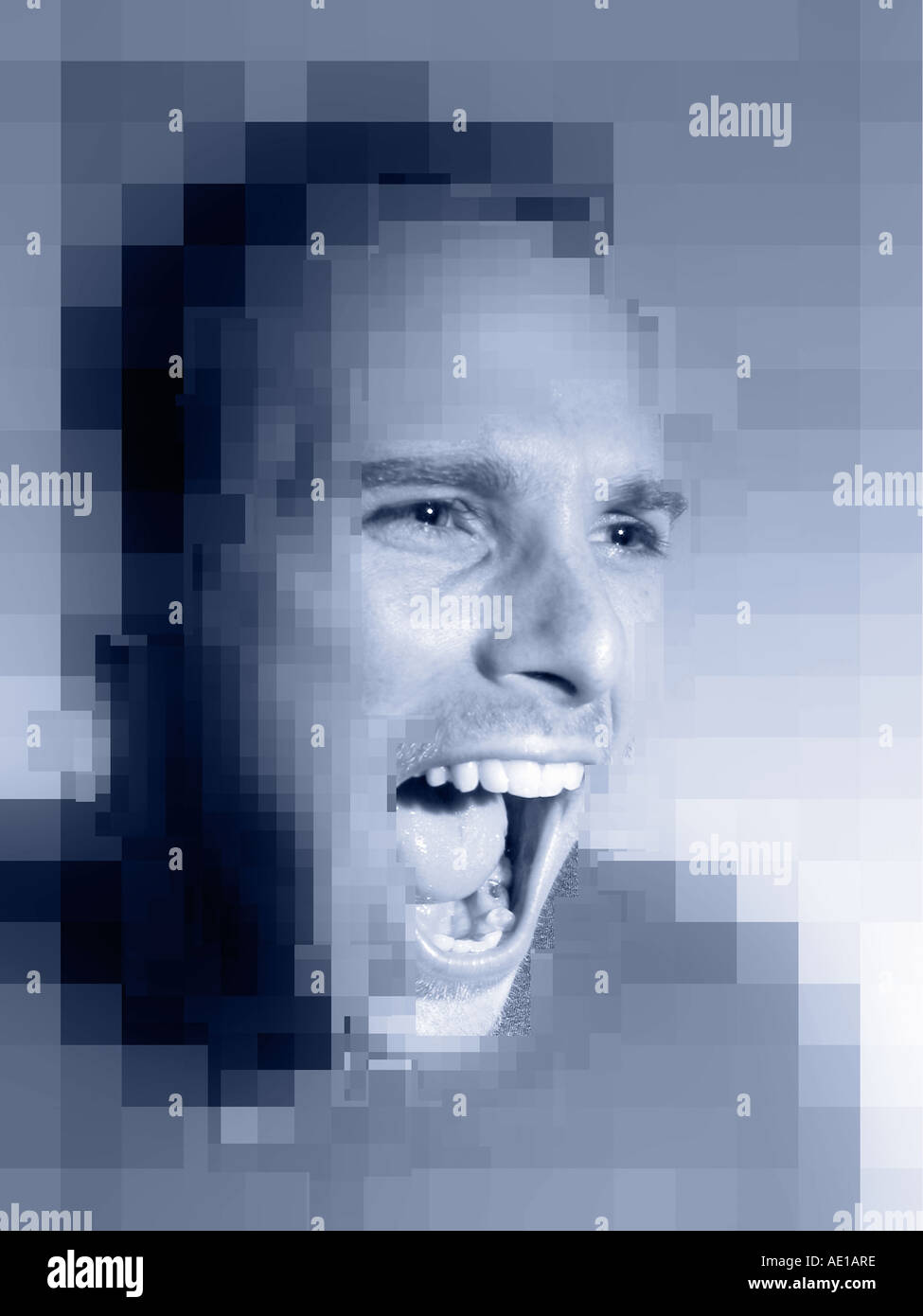 digital man screaming Stock Photo - Alamy
