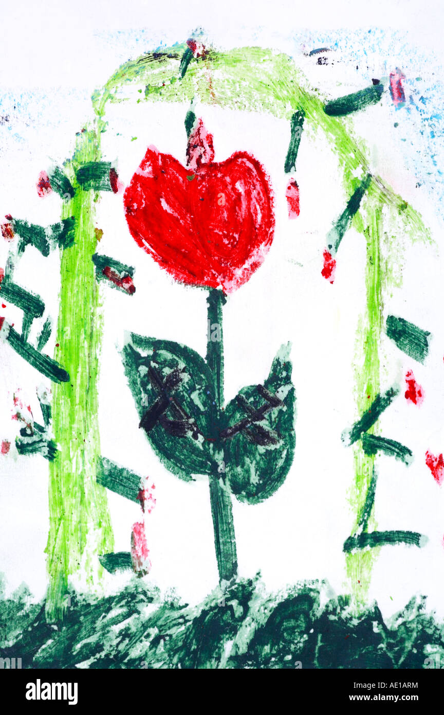 Child’s painting of a flower Stock Photo - Alamy