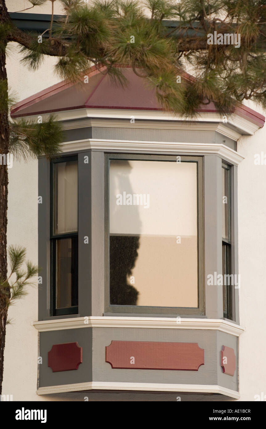 Bay windows overlook Orange County plaza area Stock Photo - Alamy