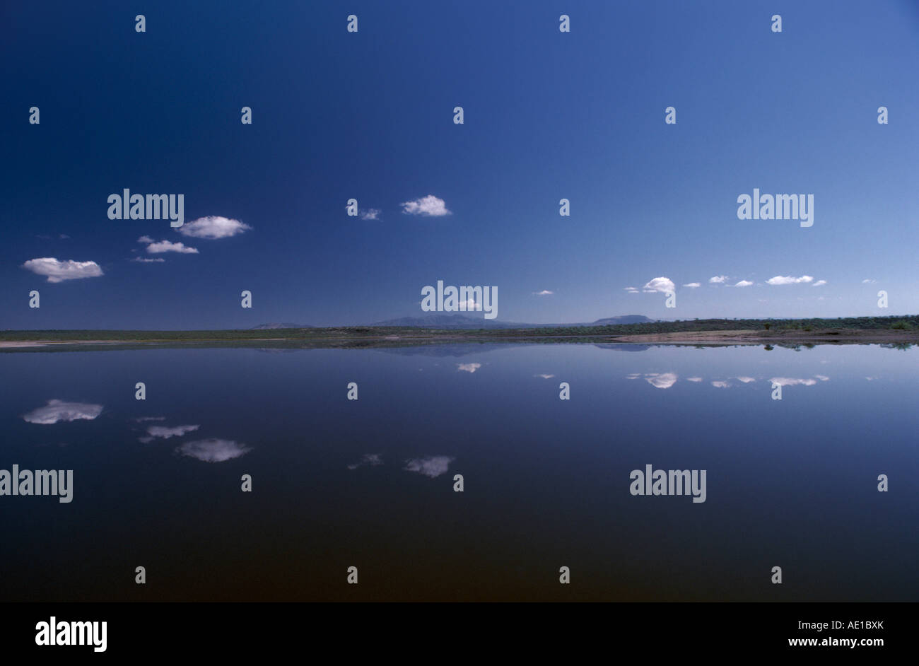 KENYA East Africa Rift Valley Lake Magadi Still clouds reflected water ...