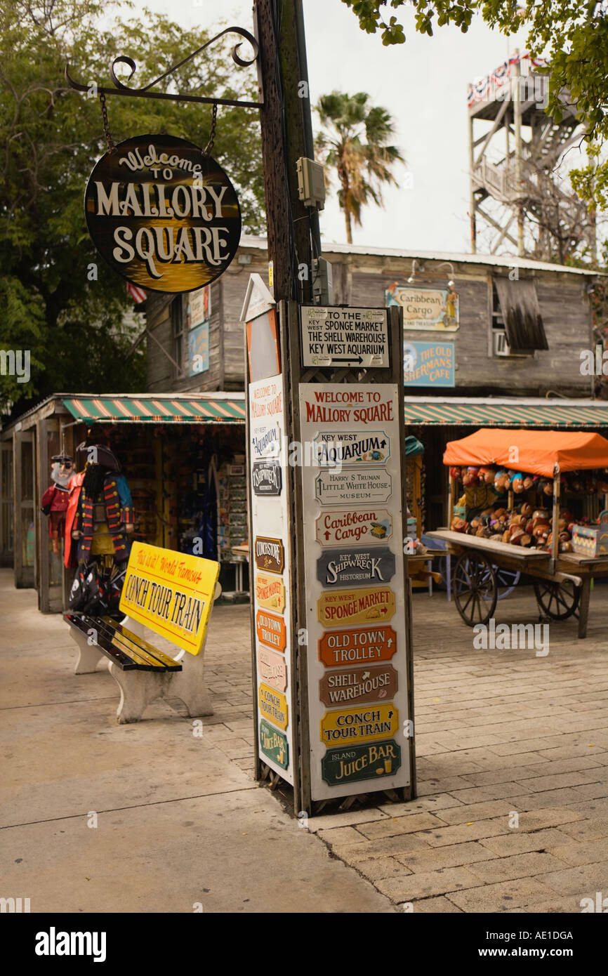 Sign at the Entrance to Mallory Square Key West Florida showing names ...