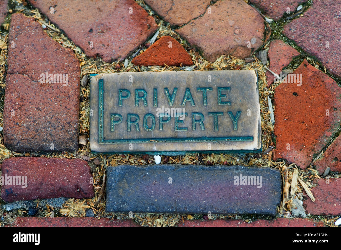Brass private property plaque hi-res stock photography and images - Alamy