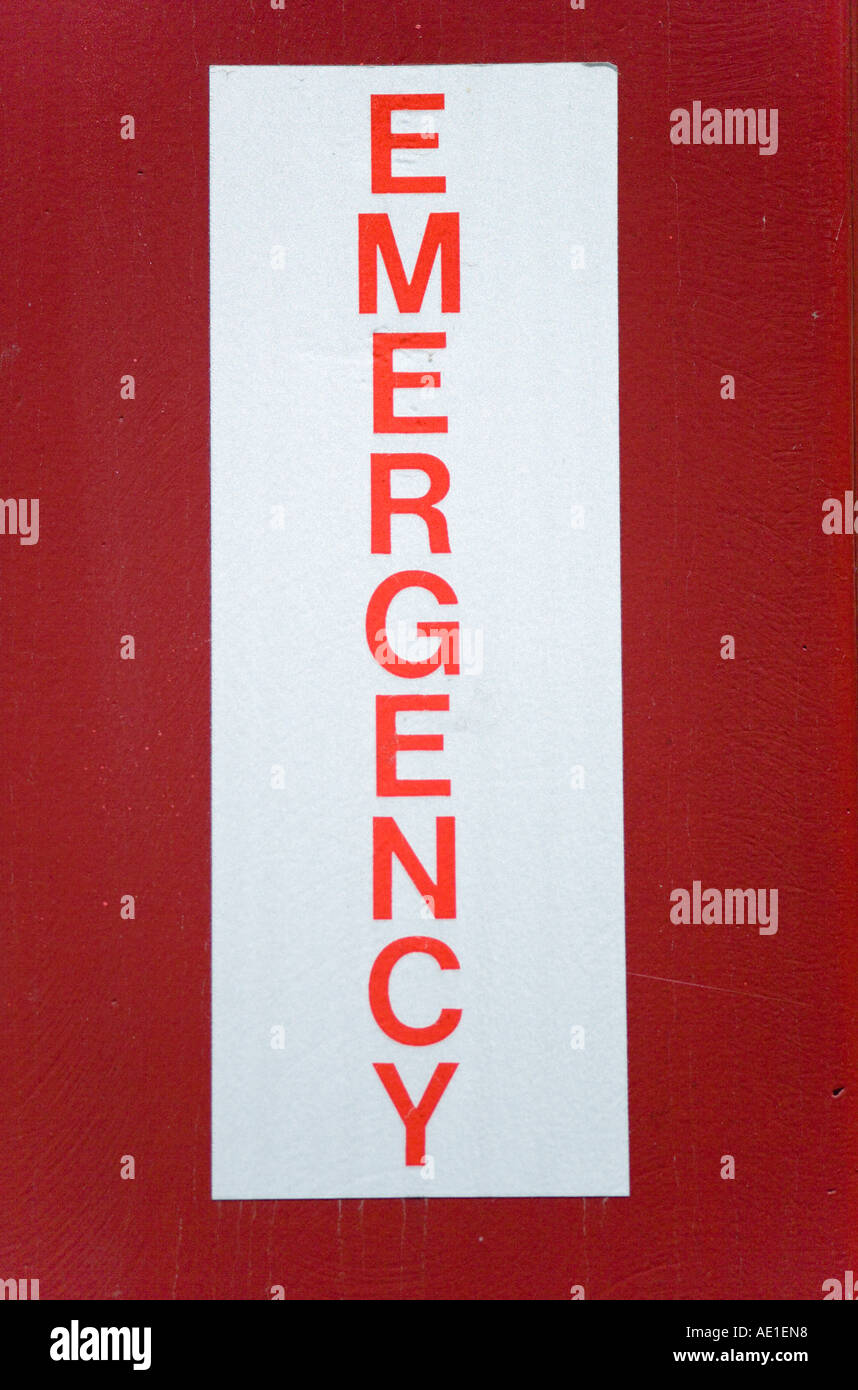 Red Emergency Sign Stock Photo - Alamy