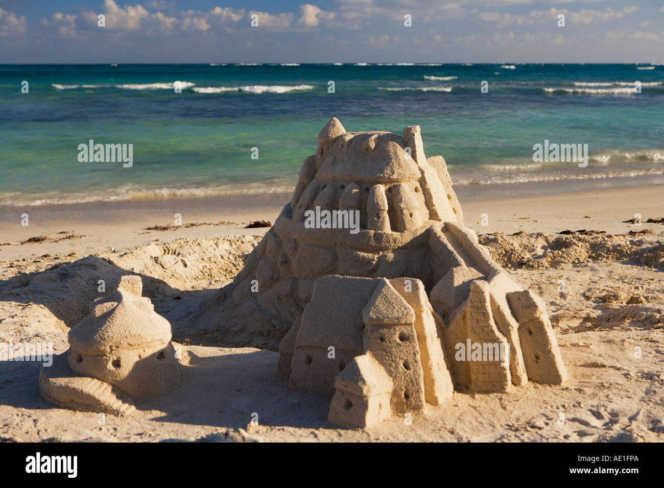 Sand Castle on the beach at Dreams Tulum Resort, Tulum, Quintana Roo ...