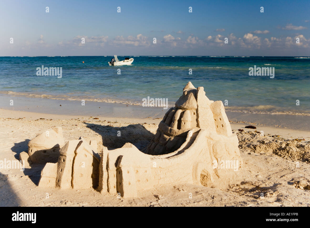 Sand Castle on the beach at Dreams Tulum Resort, Tulum, Quintana Roo ...