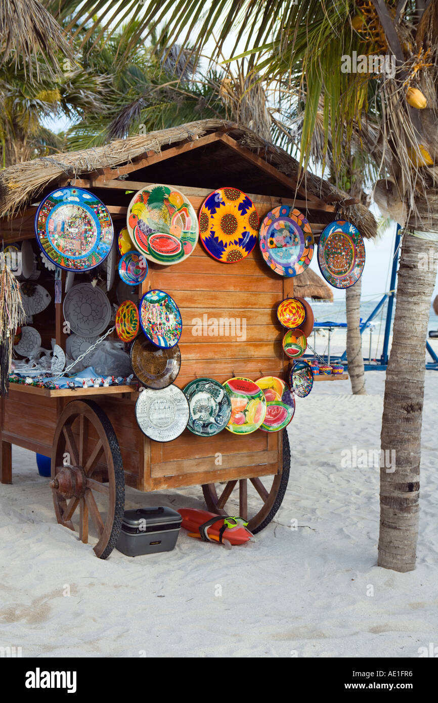 Colourful Pottery Vendor Cart at Dreams Tulum Resort Tulum Quintana Roo ...