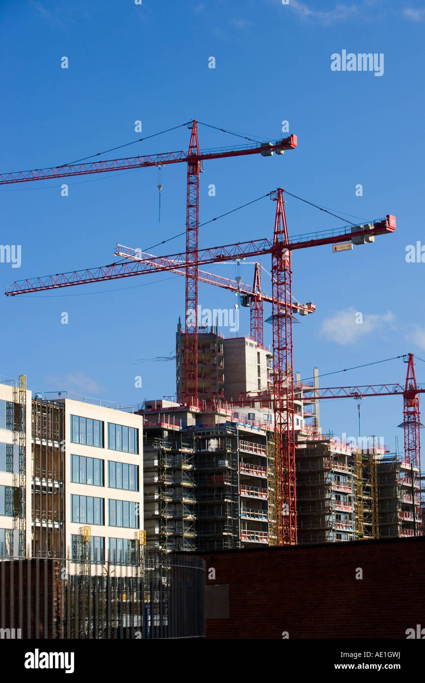 Red crane scaffold scaffolding frame base framework construction ...