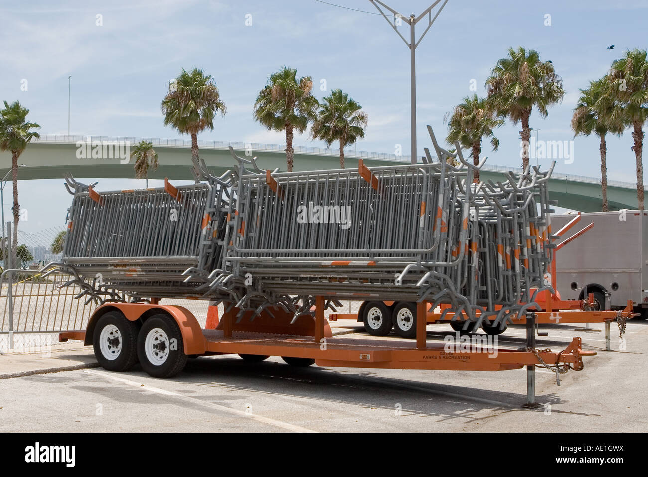 Trailer Carrying Multiple Crowd Control Barricades Stock Photo - Alamy