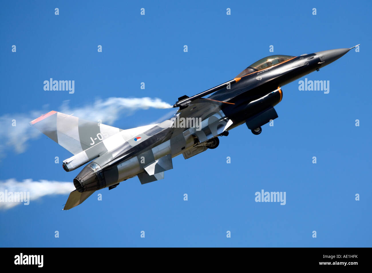 Dutch F16 Fighting Falcon Delta Wing Jet Fighter with afterburner Stock ...