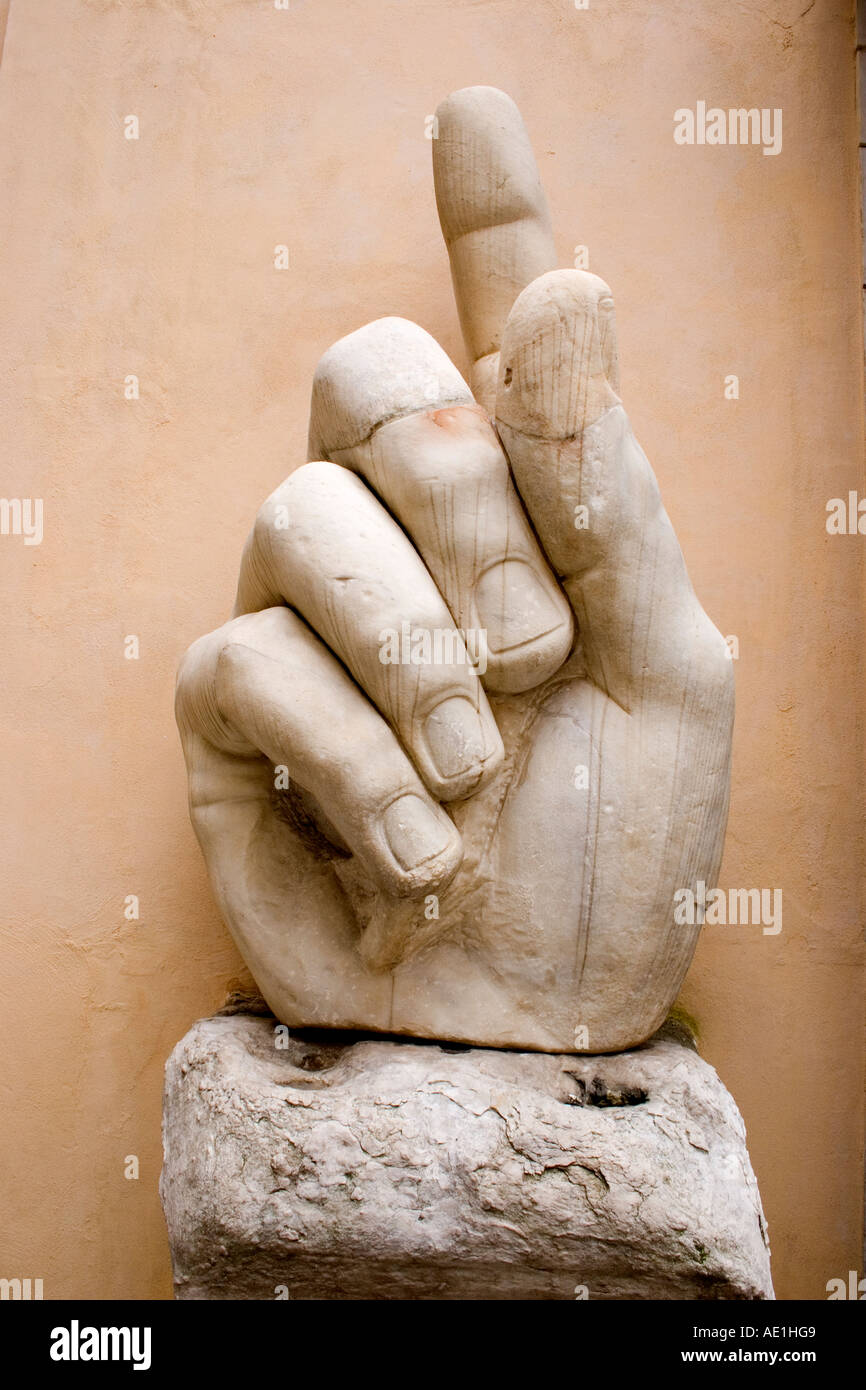 Sculpture of hand of Constantine 1st at Capitoline Museum Rome Stock ...