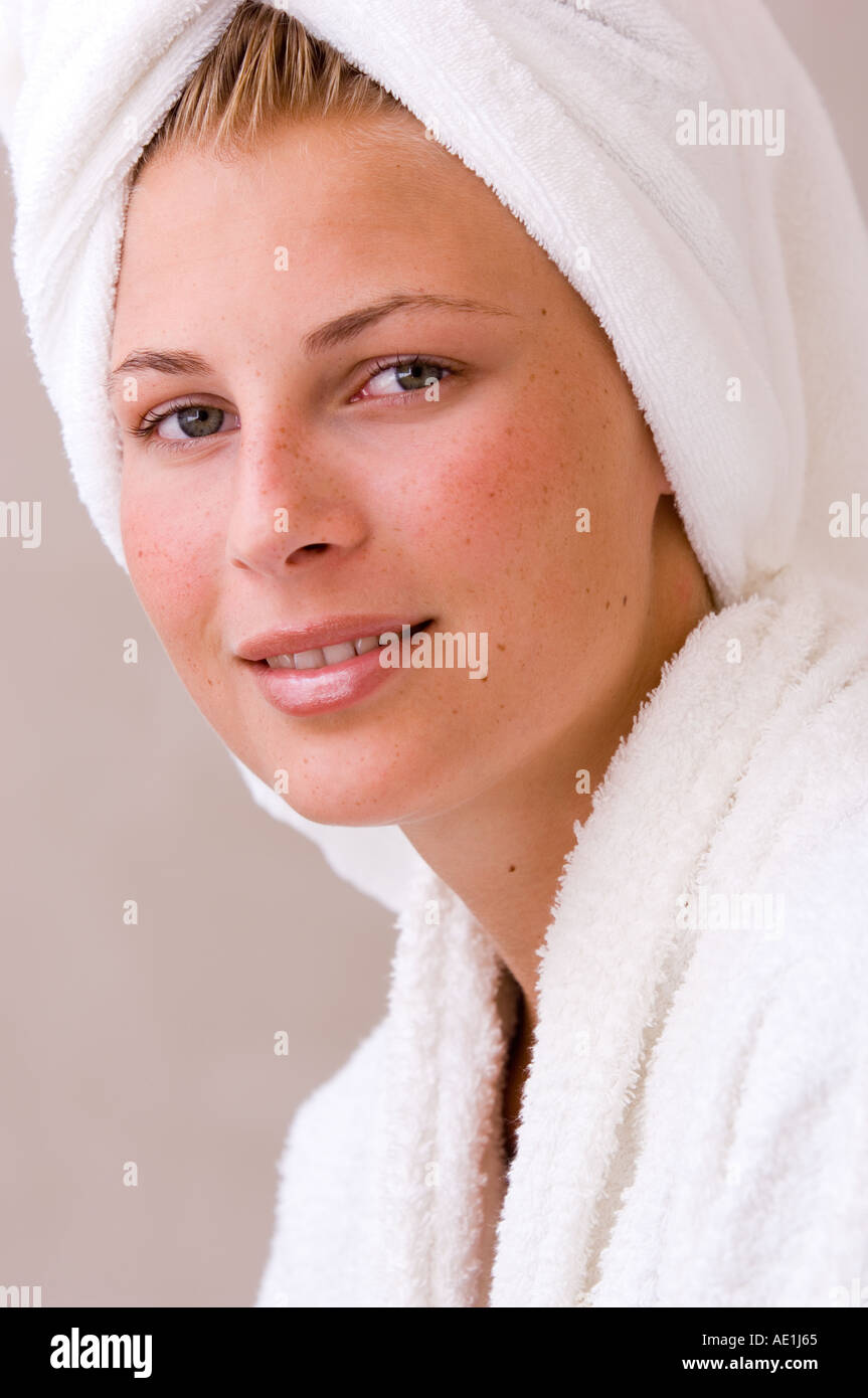 portrait of a young woman after shower Stock Photo - Alamy