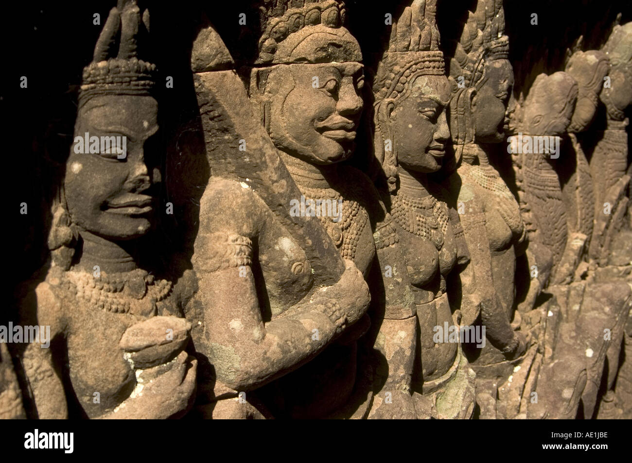 Terrace of the Leper King Bas relief sculpture Angkor Wat Cambodia ...