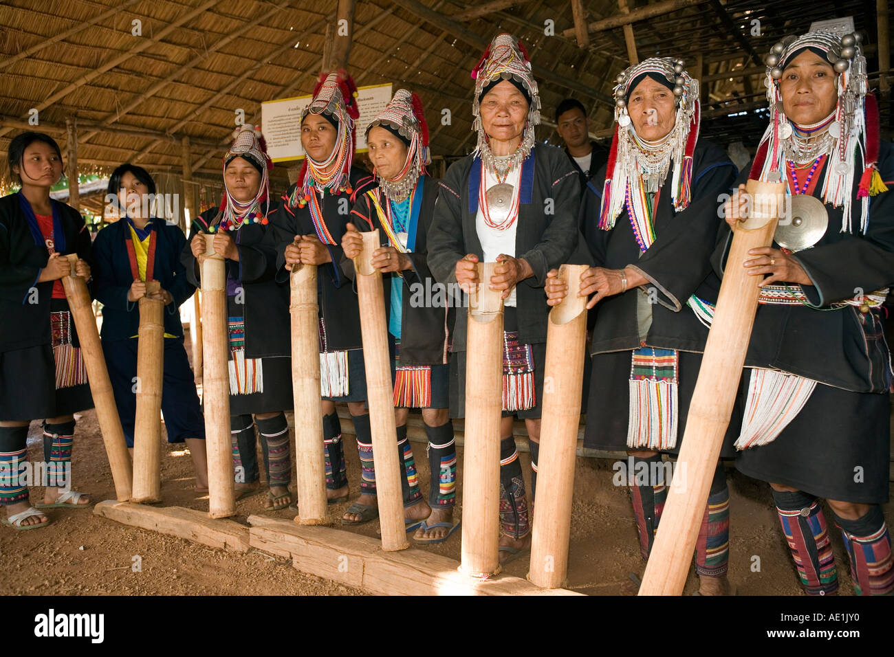 Akha people at North Thailand giving dance and music performance Stock ...