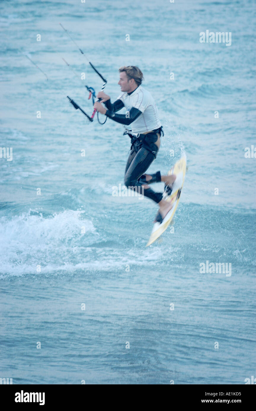 Action Jump Shot The Kitesurfer Stock Photo - Alamy