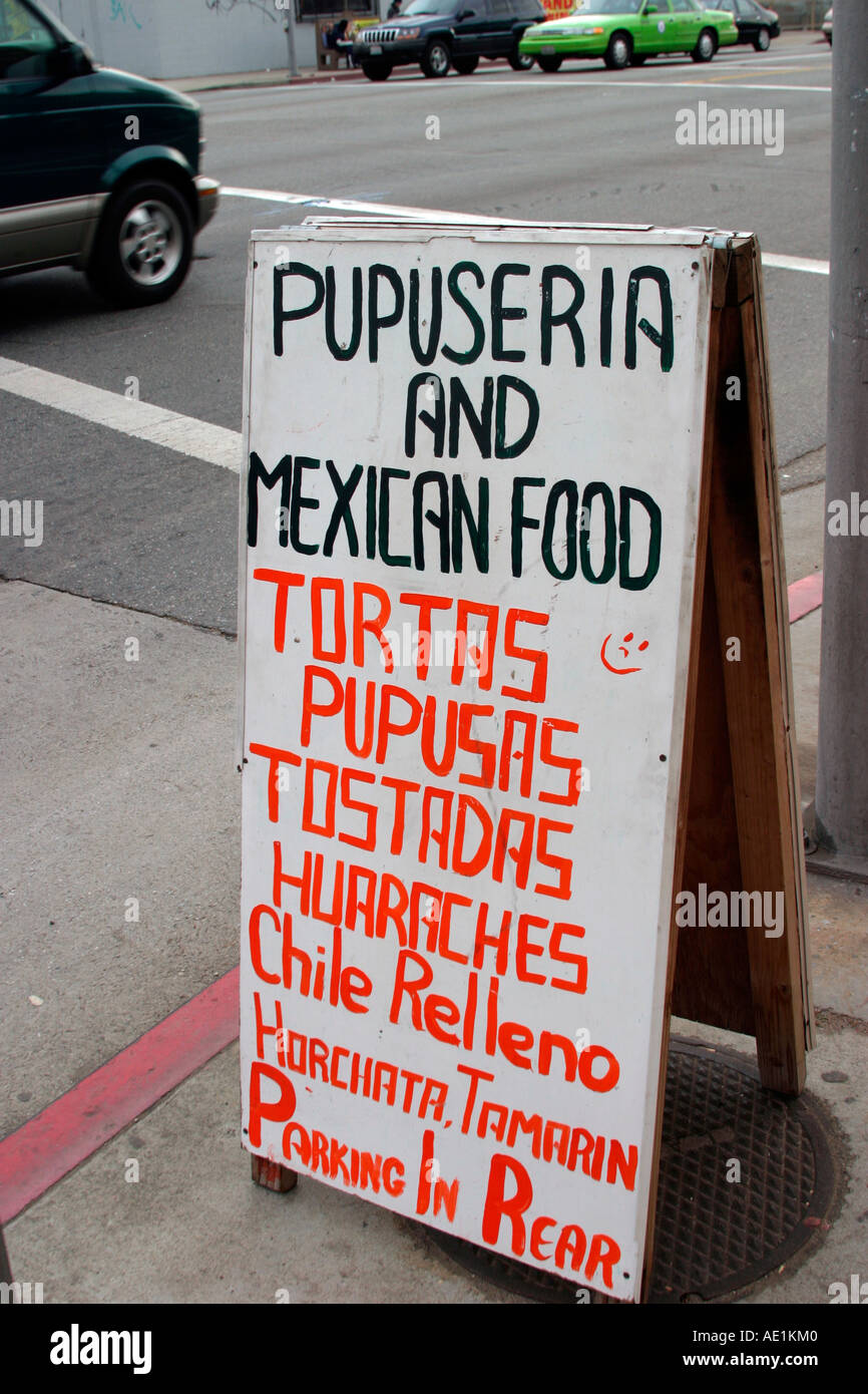 Mexican Food Hand Printed Street Sign Los Angeles California USA Stock ...