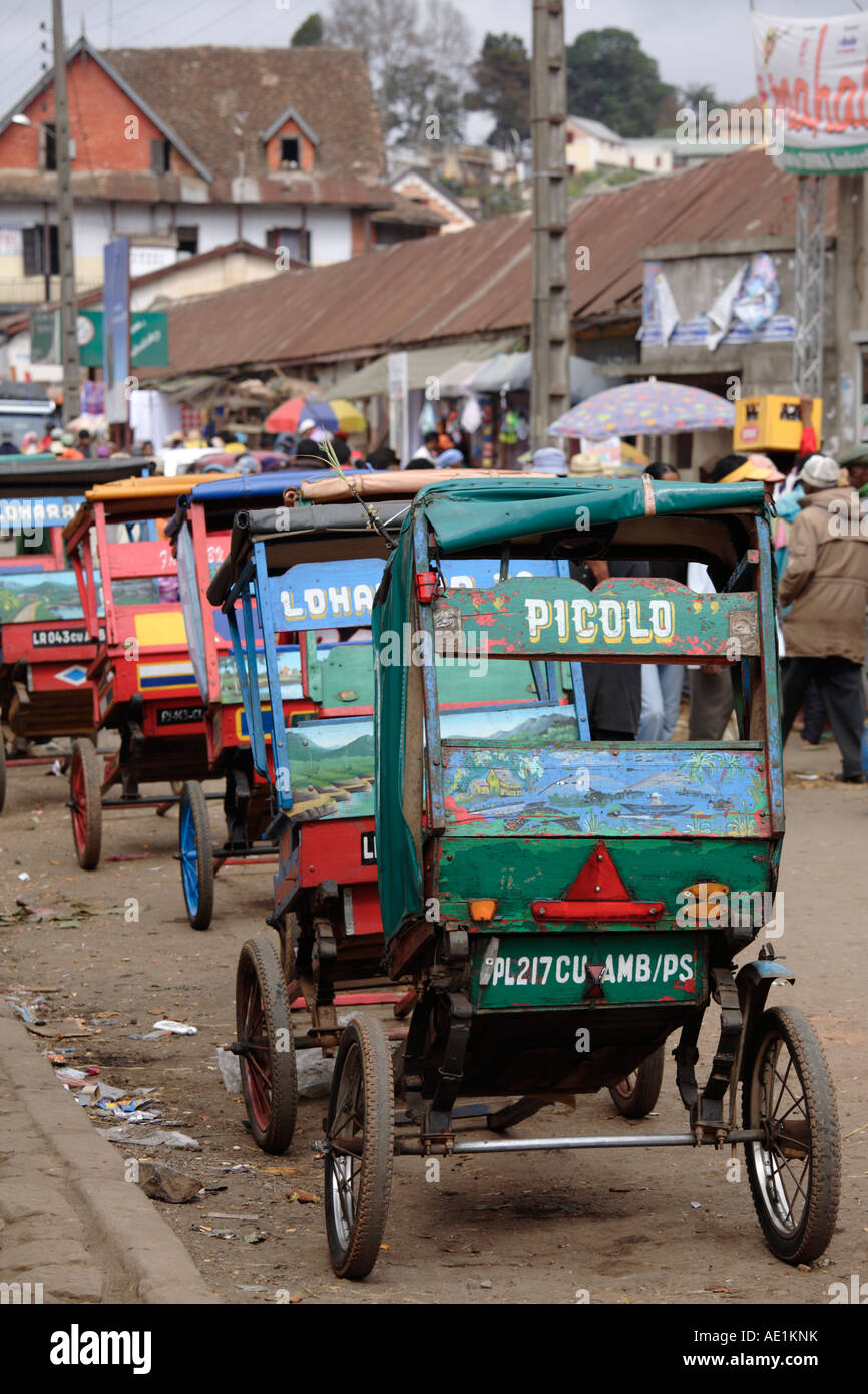 Rickshaw parking, Ambositra, Madagascar Stock Photo - Alamy
