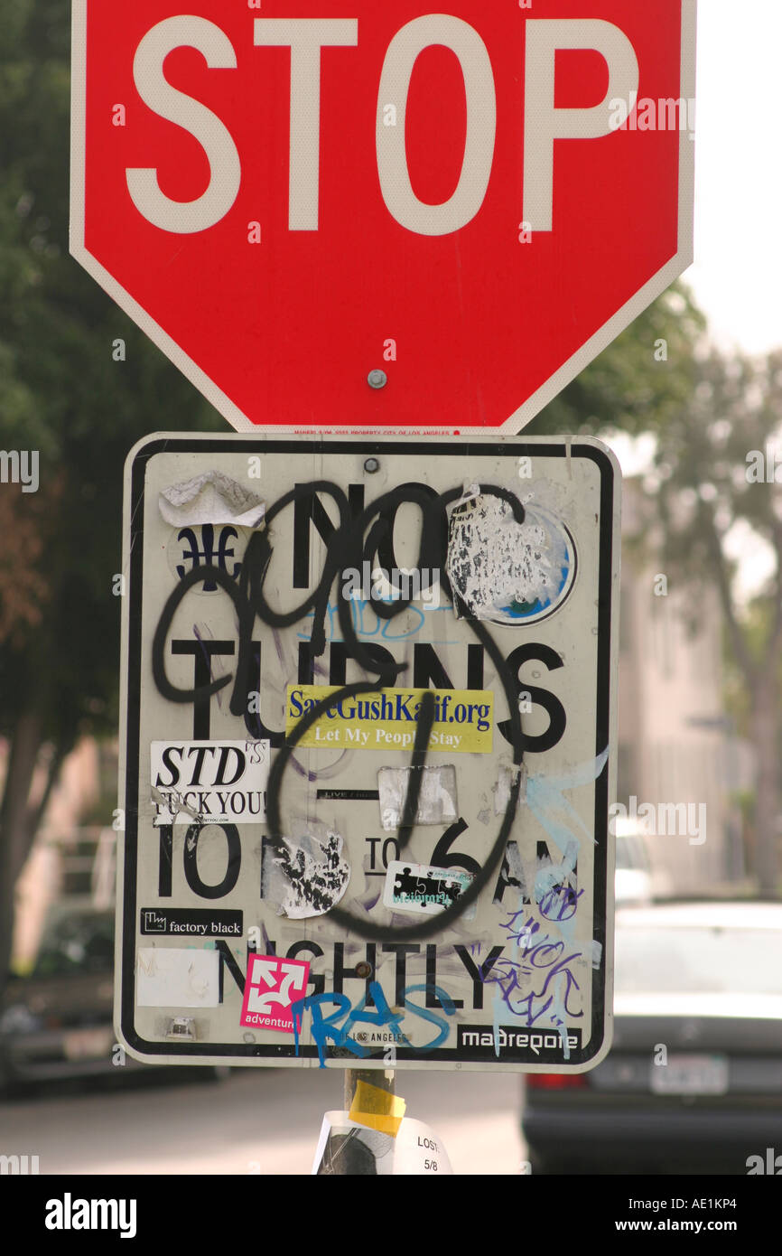 Vandalized traffic sign Los Angeles California USA Stock Photo - Alamy