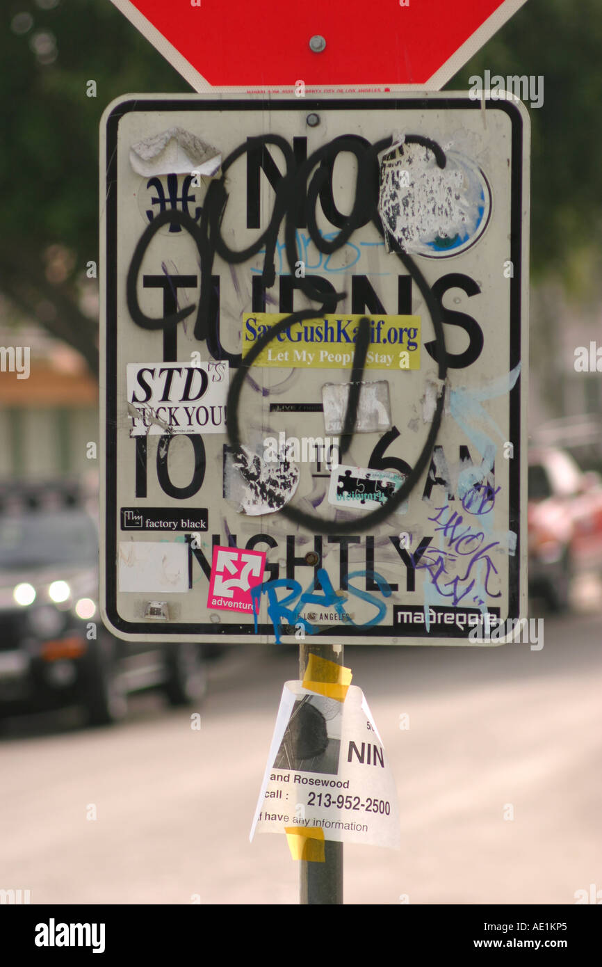 Vandalized traffic sign Los Angeles California USA Stock Photo - Alamy