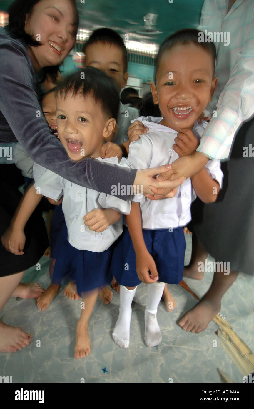 Infant school in the slums of Khlong Toey in Bangkok Thailand Stock ...