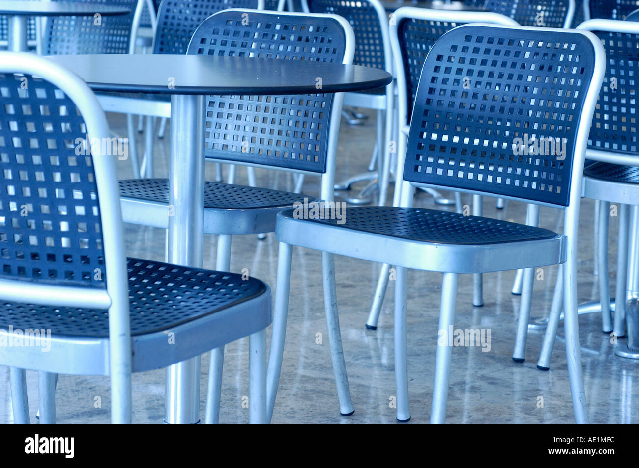 Blue Cafe Chairs Stock Photo - Alamy