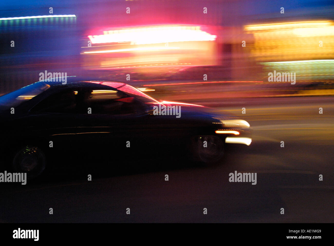 Fast moving car blurred motion colorful background long exposure Stock ...