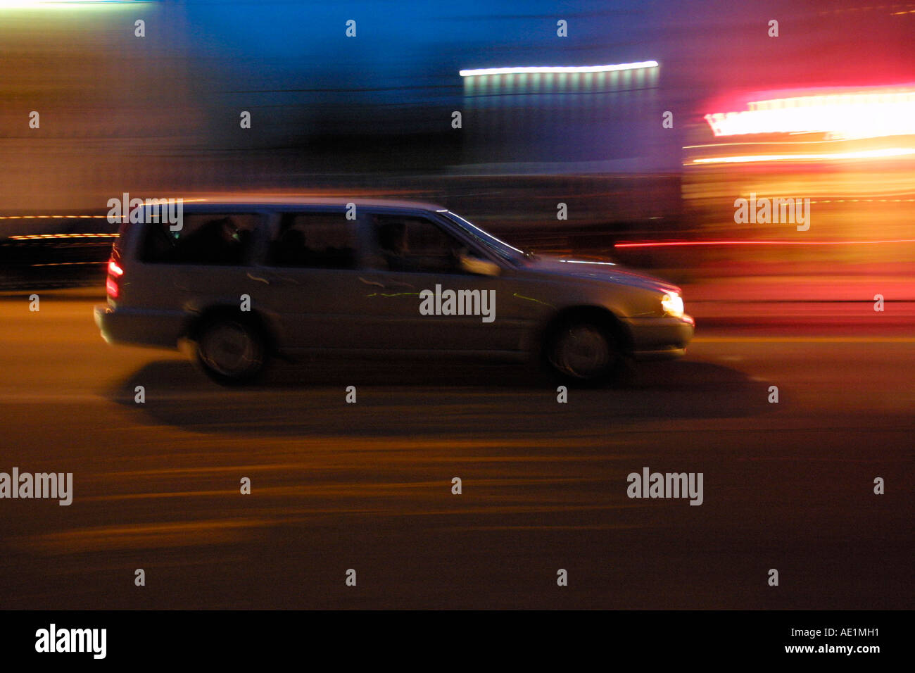 Fast moving car blurred motion colorful background long exposure Stock ...