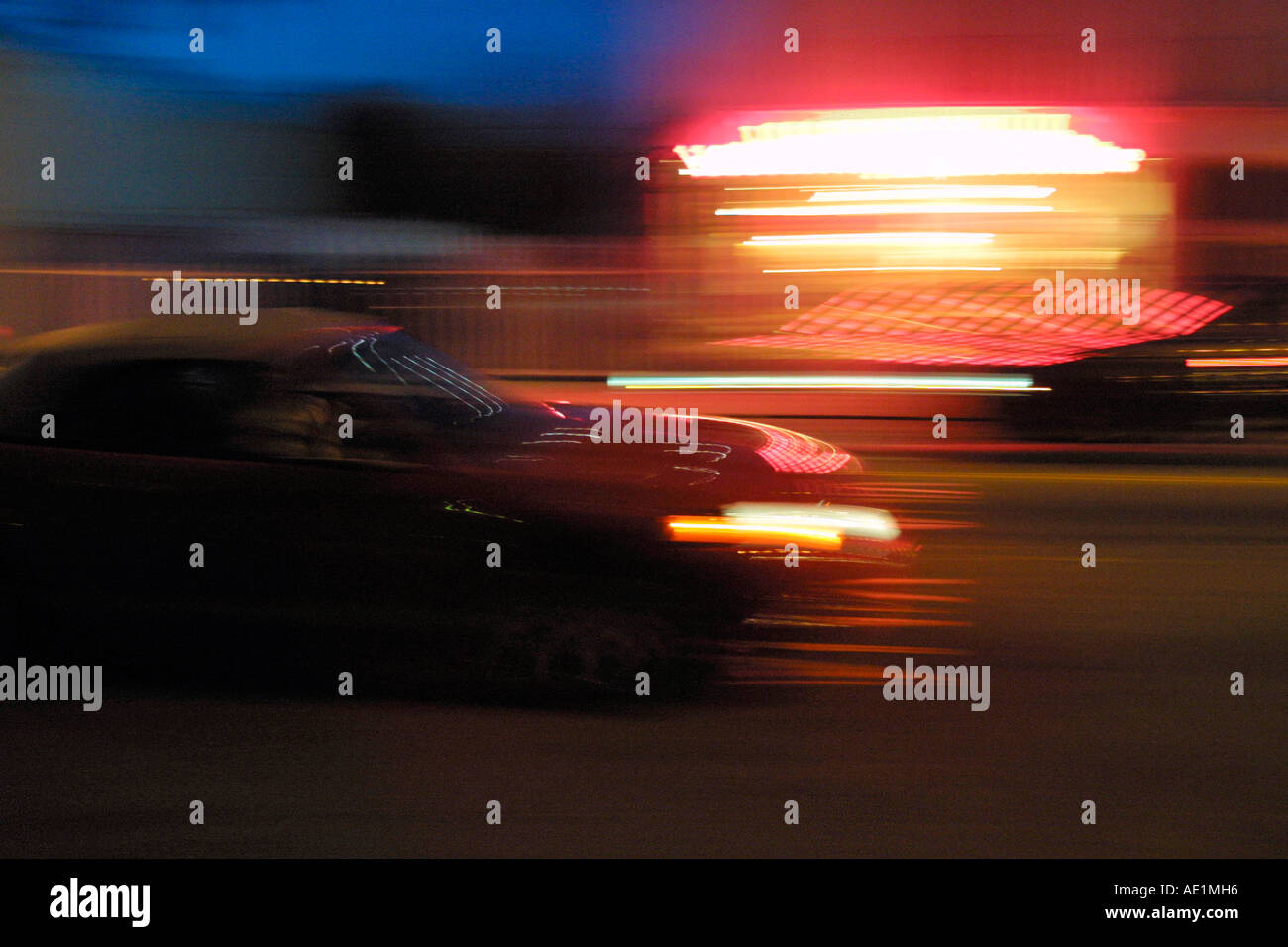 Fast moving car blurred motion colorful background long exposure Stock ...